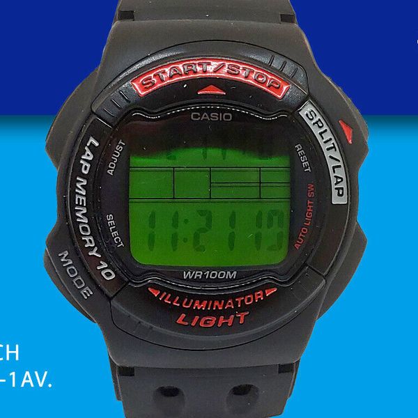 Vintage Casio WS-100HB-1AV, QW.2069, Lap Memory 10, WR.100M Year.1999 ...