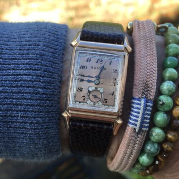 Vintage 1940's Bulova salmon breguet dial 17J art deco tank watch - non ...