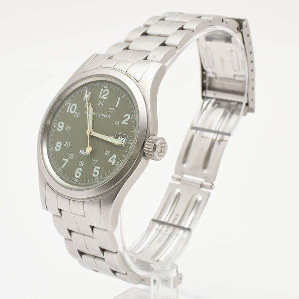 Hamilton Khaki Field 6361 Green Dial Quartz Mens Watch #W101 ...