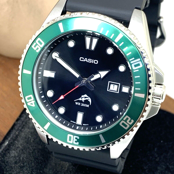 Casio Men's Watch MDV106 Quartz Silver Black Dial Diver 44mm Resin Band ...