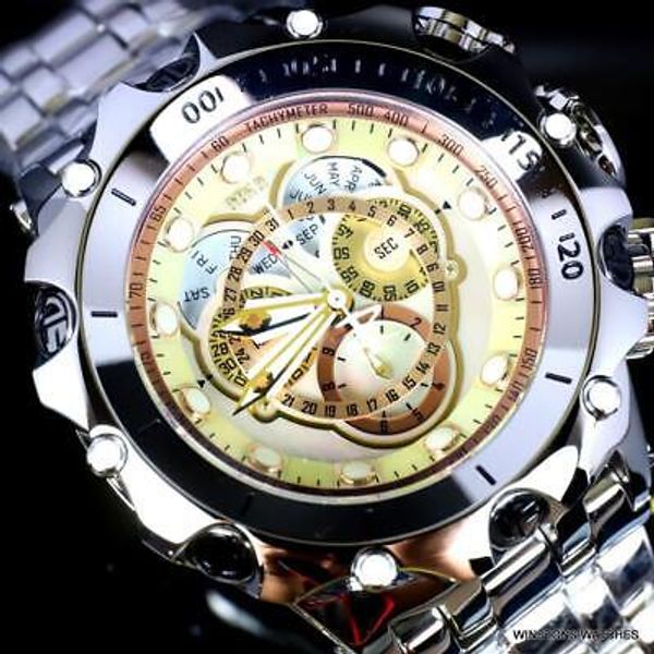 Invicta Reserve Venom Fusian Swiss Master Calendar Steel Gold Tone ...