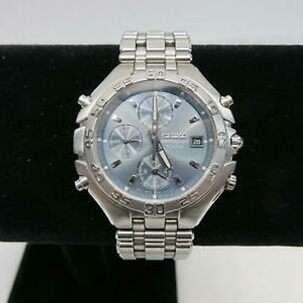 Men's SEIKO ARCADIA 7T32-6N60 Quartz Chronograph Watch 100M 8" Band ...