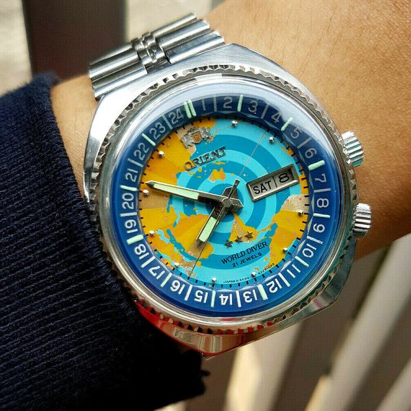 Ultra Rare Vintage Orient World Diver Orient World Map Dial Superb ...