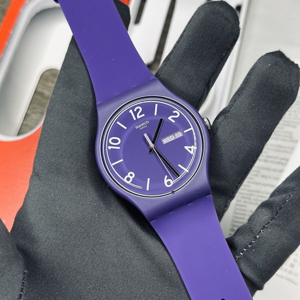 NEWâ LIMITED EDITIONâ Swatch BACKUP PURPLE Silicone Day Date 42mm ...