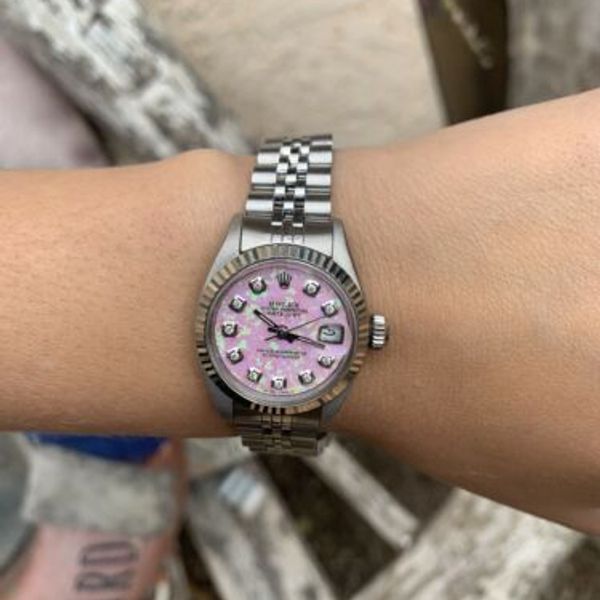 Ladies Rolex Oyster Perpetual Datejust Watch 6517 Stainless Steel 26mm ...