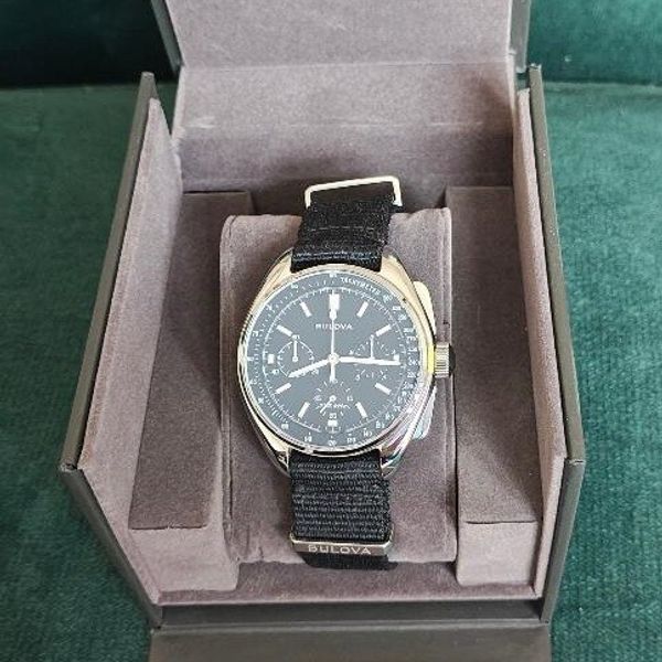 BULOVA Men's Black Nato Lunar Pilot Watch 96A225. RRP Â£469 ...
