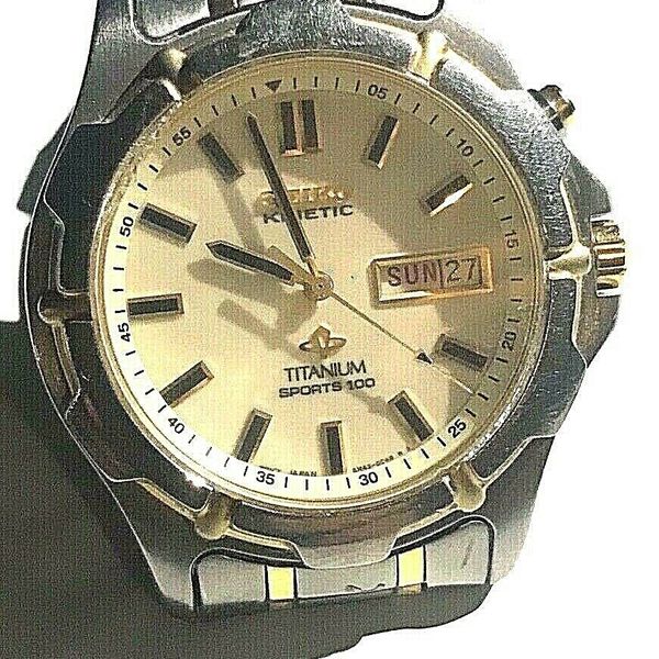 SEIKO Kinetic Titanium Sports 100: 5M43-0869 w/ Sapphire Crystal Top ...