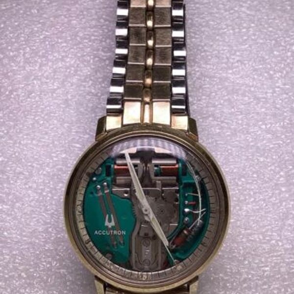 BULOVA ACCUTRON 18K Gold Watch 1967 SPACEVIEW 214 Movement NEW Japanese ...