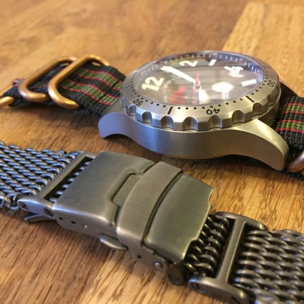 FS: Bathys Benthic Titanium in Bronze with leather, NATO, shark mesh ...