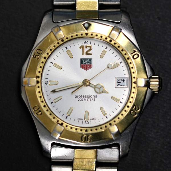 Tag Heuer Professional Two Tone Steel Date Watch 1120-0 As-Is Parts Or ...