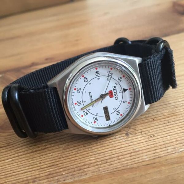 Vintage Seiko 5 Automatic Day/Date White Face Rare, Mechanical, Japan ...