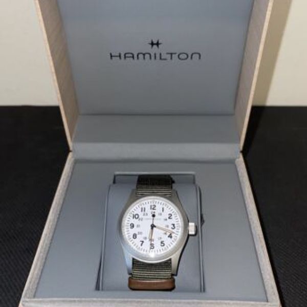 Hamilton Khaki Field Mechanical 38mm Watch H694390 White Dial ...