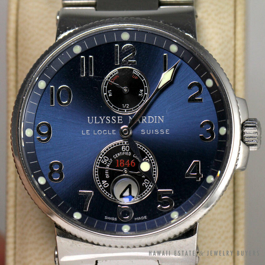 COMMEMORATIVE ULYSSE NARDIN MARINE CHRONOMETER SS SWISS WATCH W/ BOX ...