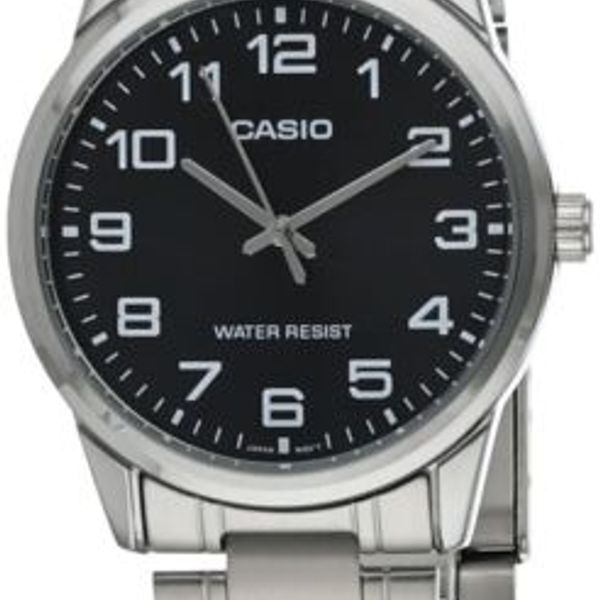 Casio Men's Standard Stainless Steel Wristwatch, Easy Reader Black Dial ...