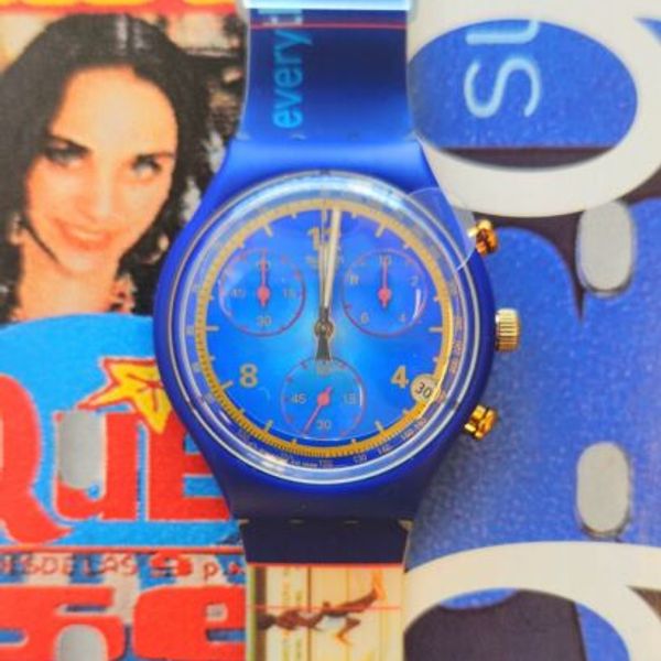 Swatch Watch GOLD MEDAL Michael Johnson SCZ400 NON WORKING COLLECTORS ...