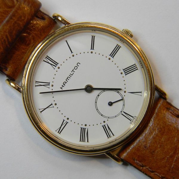 EXC. FINE VINTAGE HAMILTON 8710 GOLD QUARTZ MENS WATCH - NEW BATTERY ...