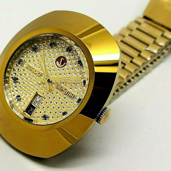 RADO DIASTAR MEN AUTOMATIC DAY DATE MOD. WORKING USED WATCH GOLDEN DIAL ...
