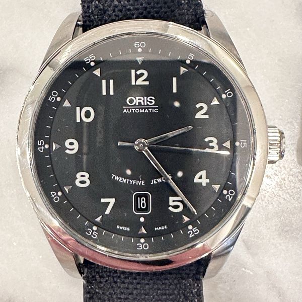 Oris XXL Date 7512 Swiss automatic watch 44mm Rubber Strap And Canvas ...