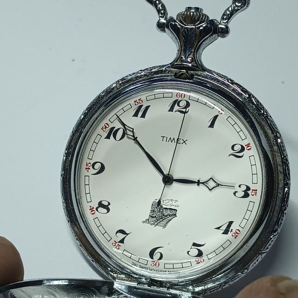 1980's Timex Railroad Mechanical Pocket Watch 47mm Full Hunter Case ...