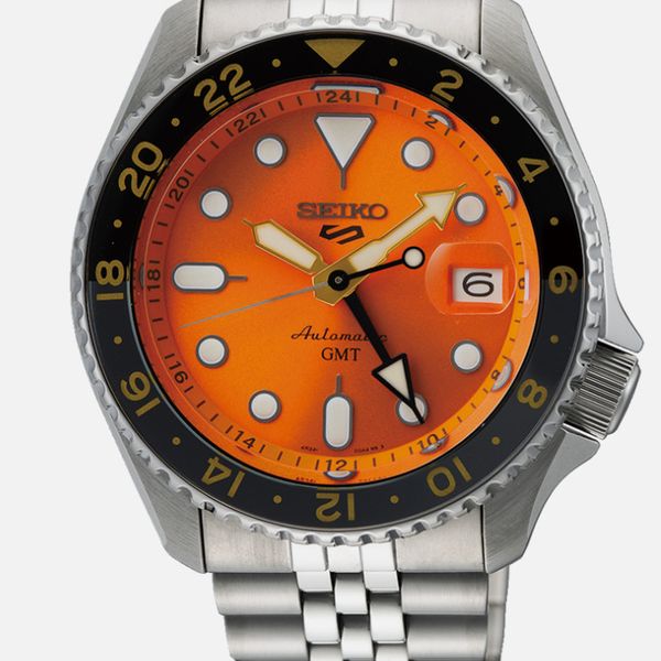 Seiko 5 Five Sports SSK005 GMT Automatic Watch 100 Meter Orange Dial ...