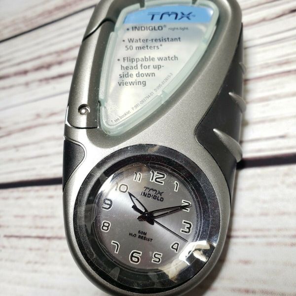 Vintage Timex TMX Grip Clip Watch Indiglo Water HO Resistant 50M Gray | WatchCharts Marketplace