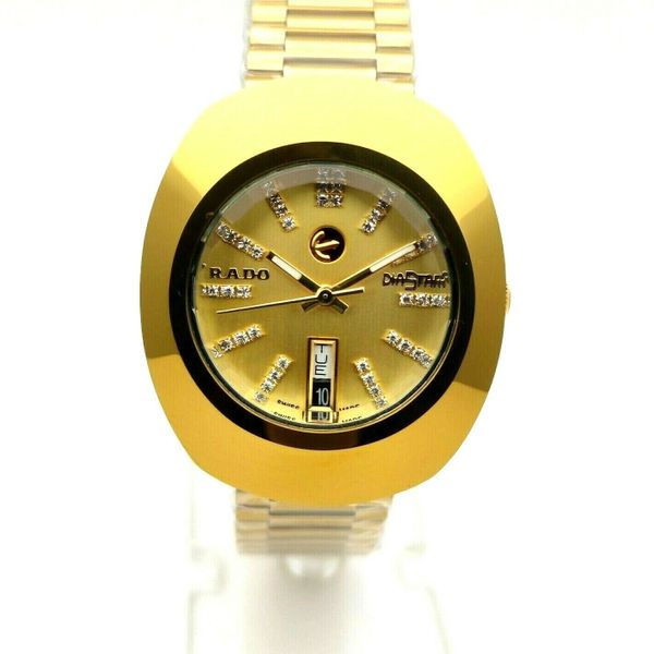 Vintage Rado Diastar Automatic Golden Dial White Stones Men's Wrist ...