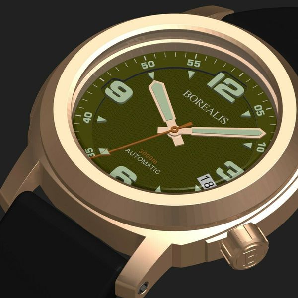 Borealis Batial Bronze CuSn8 Green 3000m Miyota 9015 Automatic Diver ...