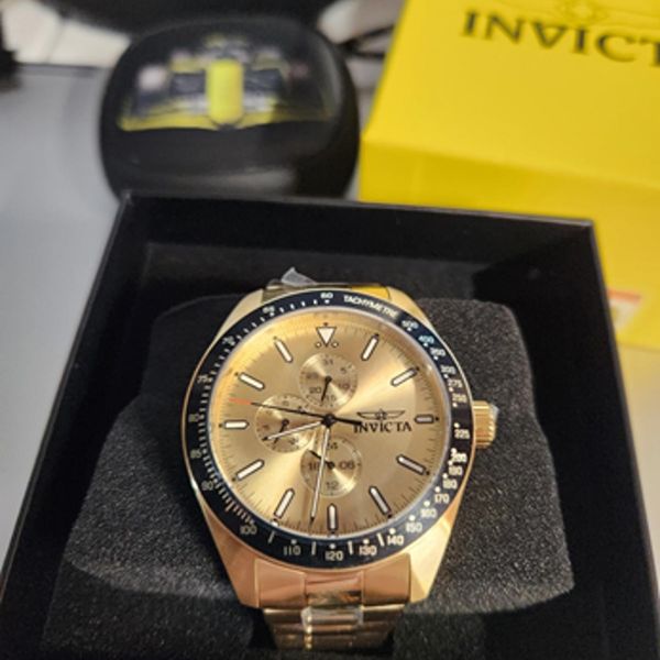 Invicta Men's Gold-Tone Tachymeter Chronograph Watch, 45mm ...