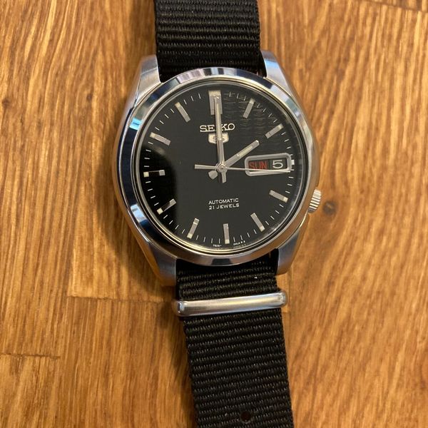 Seiko 5 Automatic Black Stainless Steel Men's Watch SNK361K1; Rarely ...