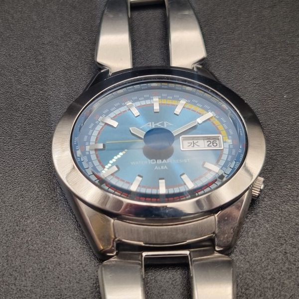 AKA ALBA Seiko Blue June 1998 V743-5A10 JDM Quartz Rare 10BAR Kanji ...