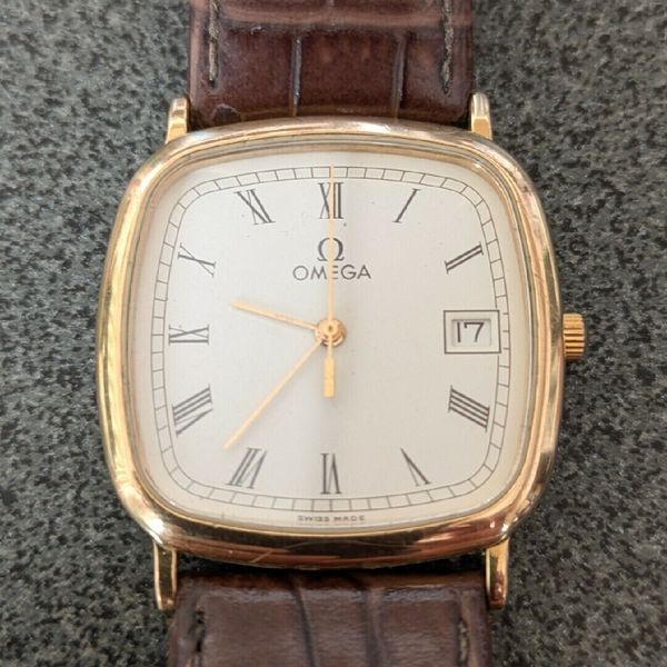 Omega Deville Watch Quartz Men's White Dial Swiss Made Square Without ...