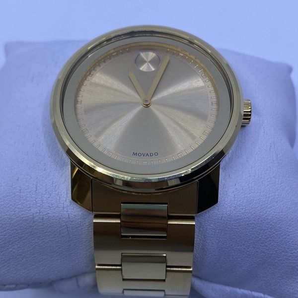 Movado Bold SWISS Quartz Gold Tone Stainless Steel Band Men's Watch ...