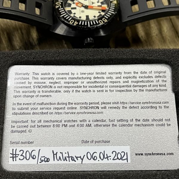 [$1,050 USD] Synchron Military Frogman PVD | WatchCharts Marketplace