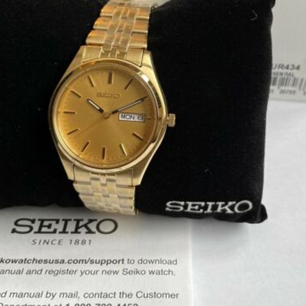 SEIKO Men's Gold Tone Stainless Steel Day-date WATCH SUR434 ...