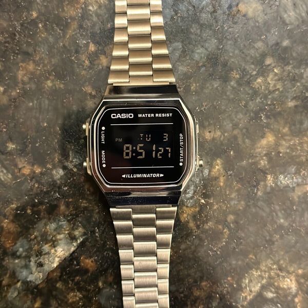 Casio A168WEM-1 Men's Blacked-Out Mirror Dial Alarm Chronograph | WatchCharts Marketplace