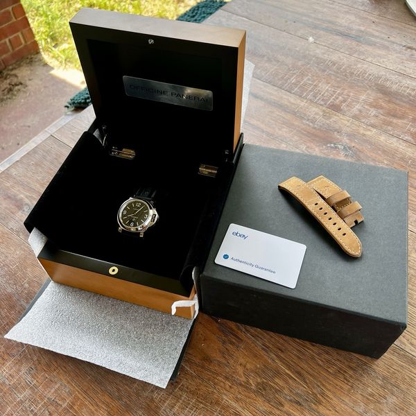 Panerai Luminor PAM00000 Steel 44mm Black Dial + Boxes + Extra Strap ...