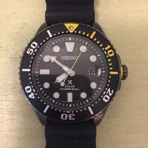 Seiko Men's Solar Diver Watch 200m Black Silicone Strap. Model SNE441 ...