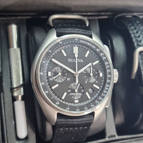 Bulova Special Edition Moon Apollo Lunar Pilot Chronograph Black Dial ...