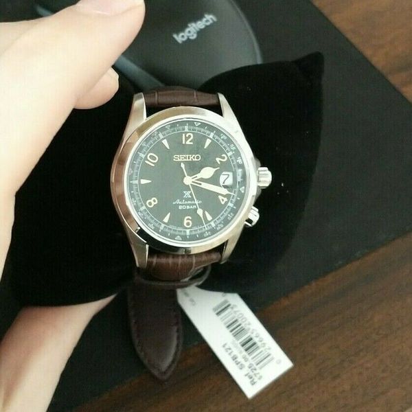 New Seiko Alpinist Prospex Green Dial Brown Leather Strap Men's Watch ...