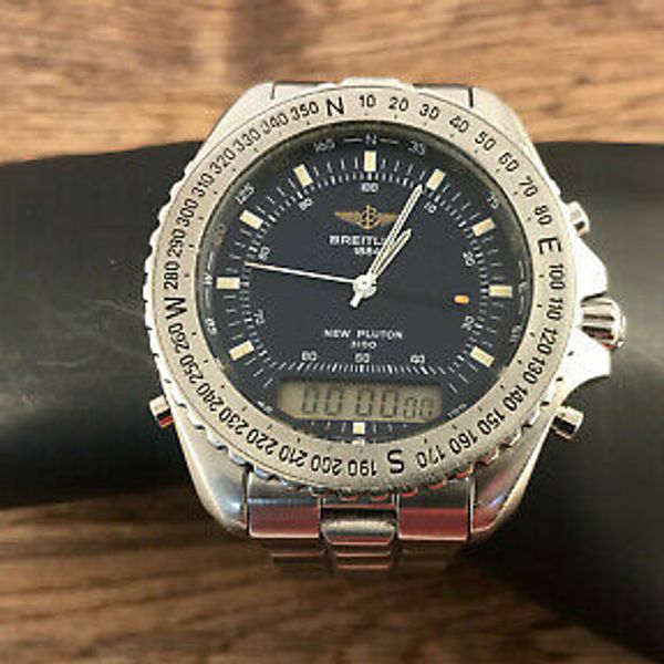 Breitling 1884 New Pluton Quartz 41mm A51038 Digital Analog Watch *Runs ...