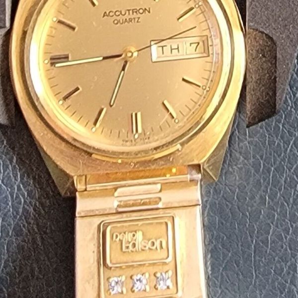 BULOVA ACCUTRON P2! DETROIT EDISON 25 YEAR'S OF SERVICE. NEEDS BATTERY ...