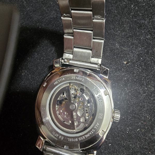 Fossil skeleton Automatic men's water resistant stainless steel ...