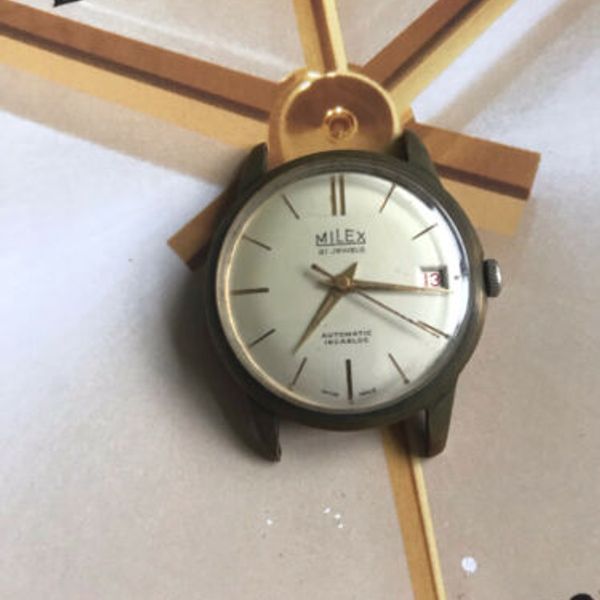 Vintage Milex Automatic Incabloc 21 Jewels Date Gold Plated Men’s Watch ...