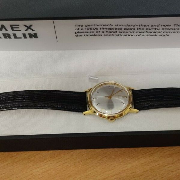 Timex Marlin Hand-Wound 34mm Leather Strap Watch, Gold Black, Little ...