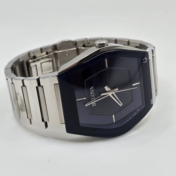 Bulova 96A258 Gemini Blue Dial Tonneau-Shaped Men's Stainless Steel ...