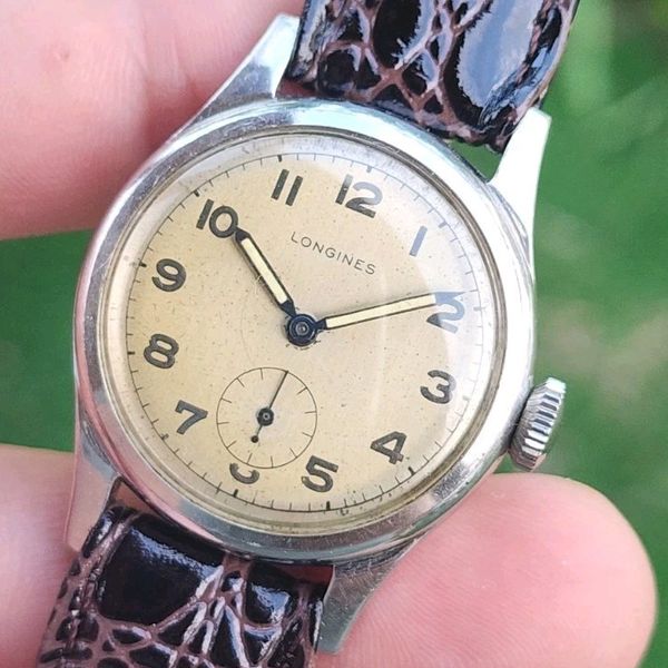 Vintage 1940â s Longines Cal. 10L Military WWII Men's 31mm Manual Wind ...