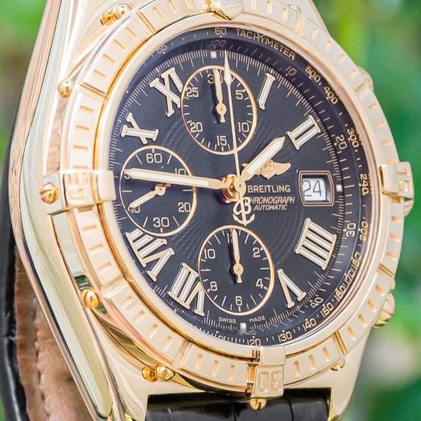 FS: Breitling Crosswind 43 GOLD Solid Yellow Gold SERVICED Black Dial ...