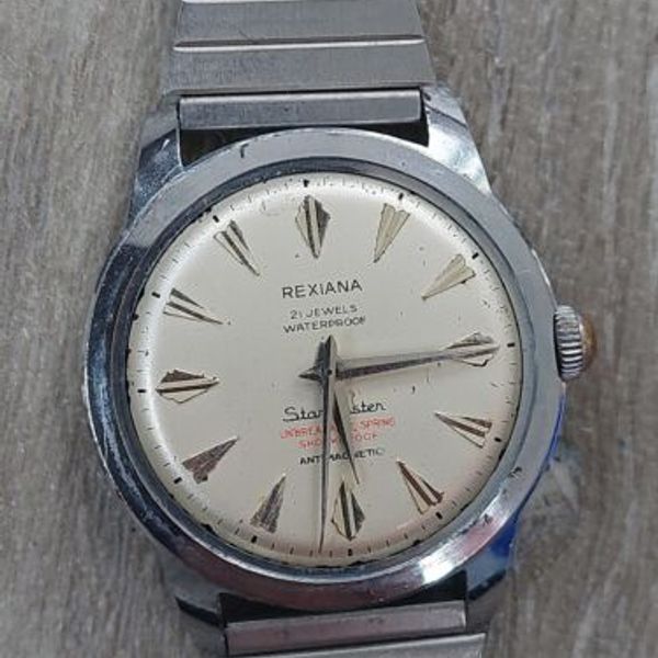 MENS REXIANA STARMASTER VINTAGE WATCH. 21 JEWELS NEEDS ATTN. & NEW ...