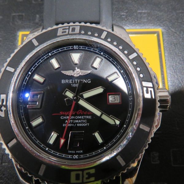 Genuine Breitling Superocean Black Chronometer Divers Dive Watch ...