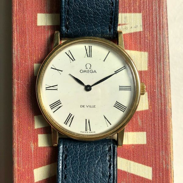 Vintage Omega De Ville Manual Wind Gold Plated Roman Numeral Dial Watch ...